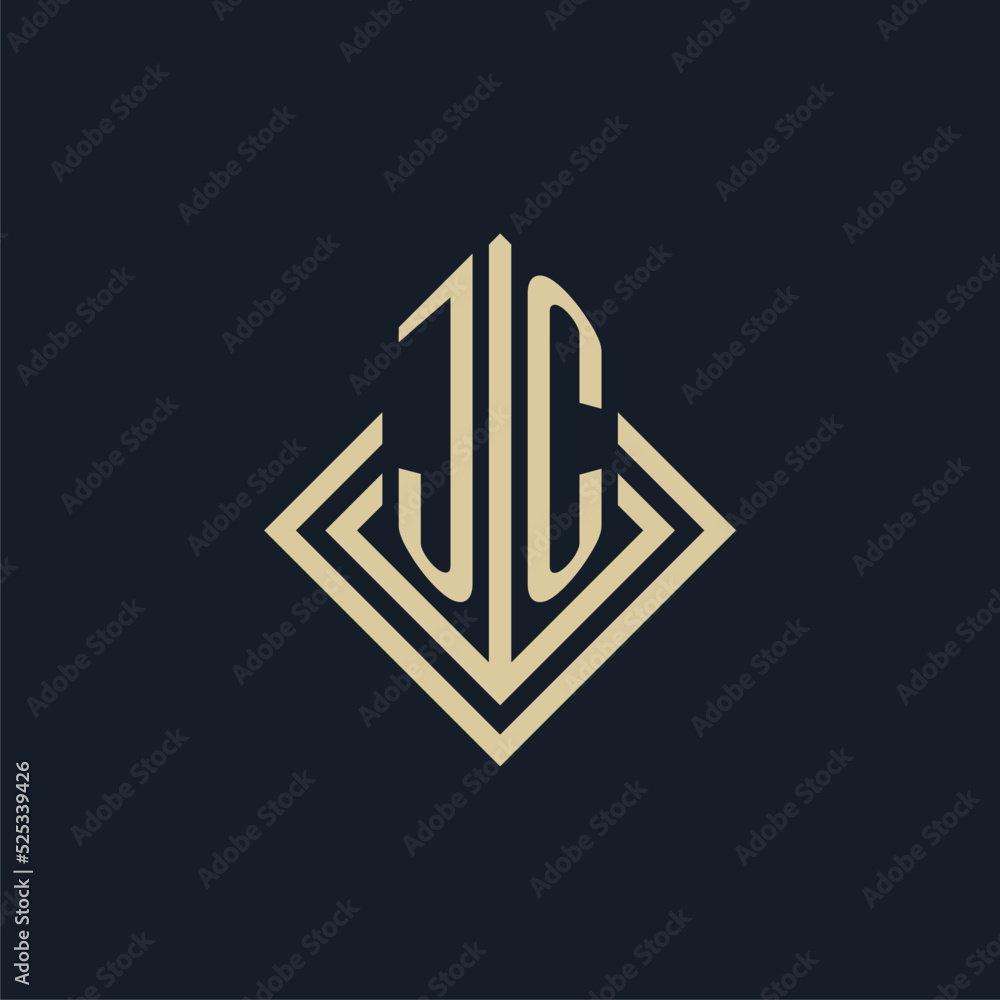 Initials JC logo rhombus lines shape style, luxury modern real estate ...