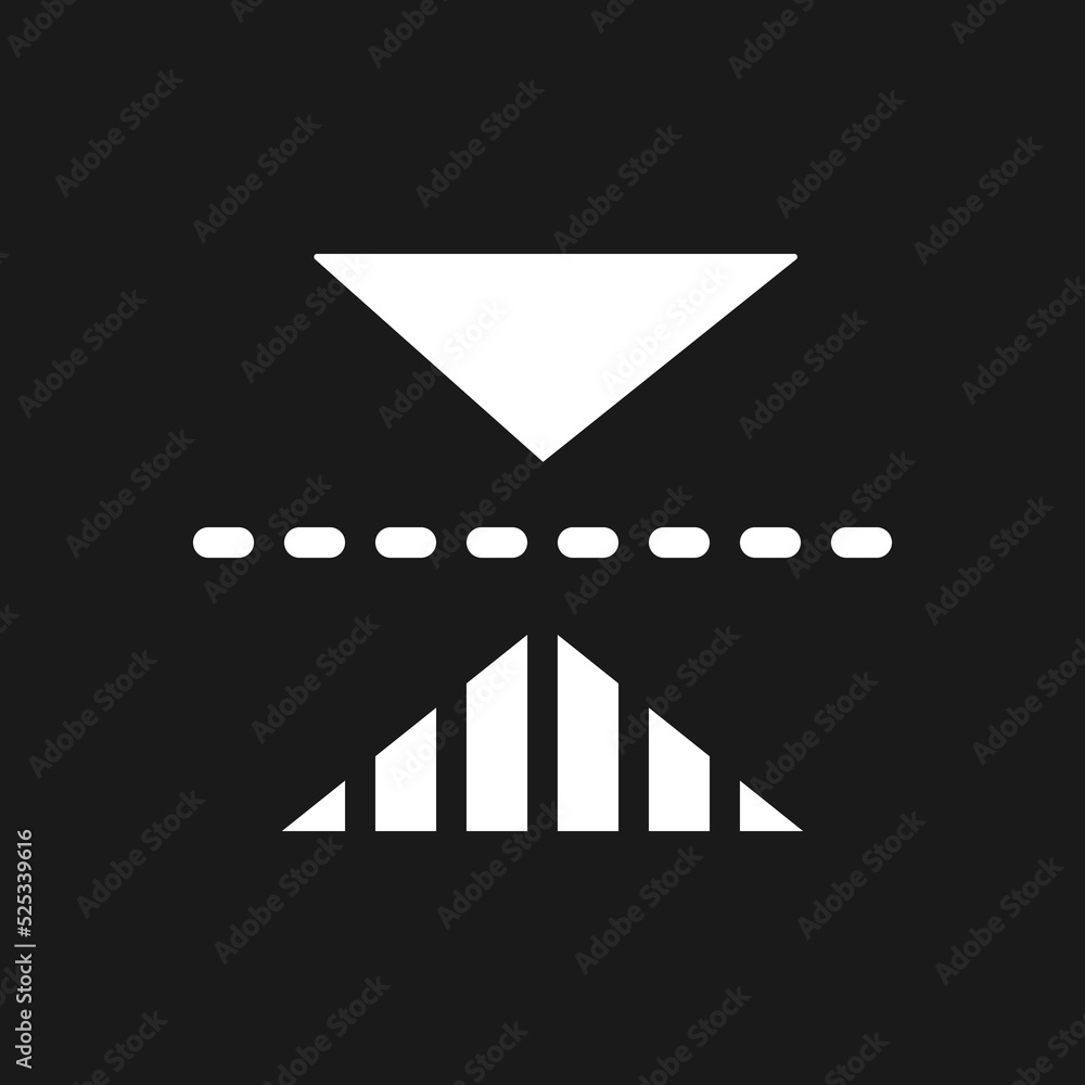 Horizontal reflection dark mode glyph ui icon. Simple filled line ...