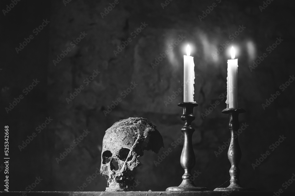 Scary grunge skull wallpaper. Halloween background. Stock Photo | Adobe ...