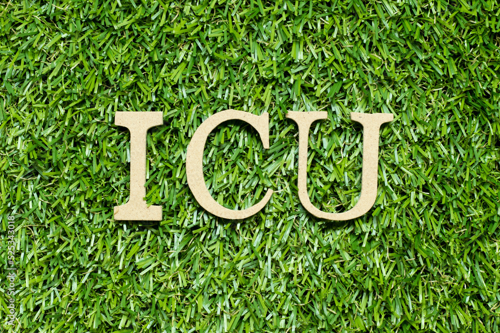 Wood alphabet letter in word ICU (abbreviation of intensive care unit ...