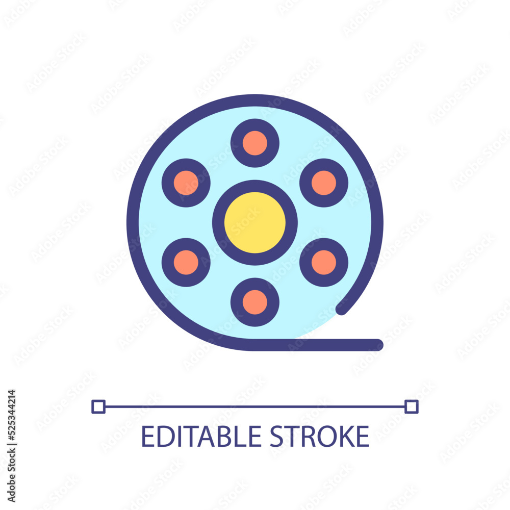 Film reel pixel perfect RGB color ui icon. Motion pictures. Recorded ...