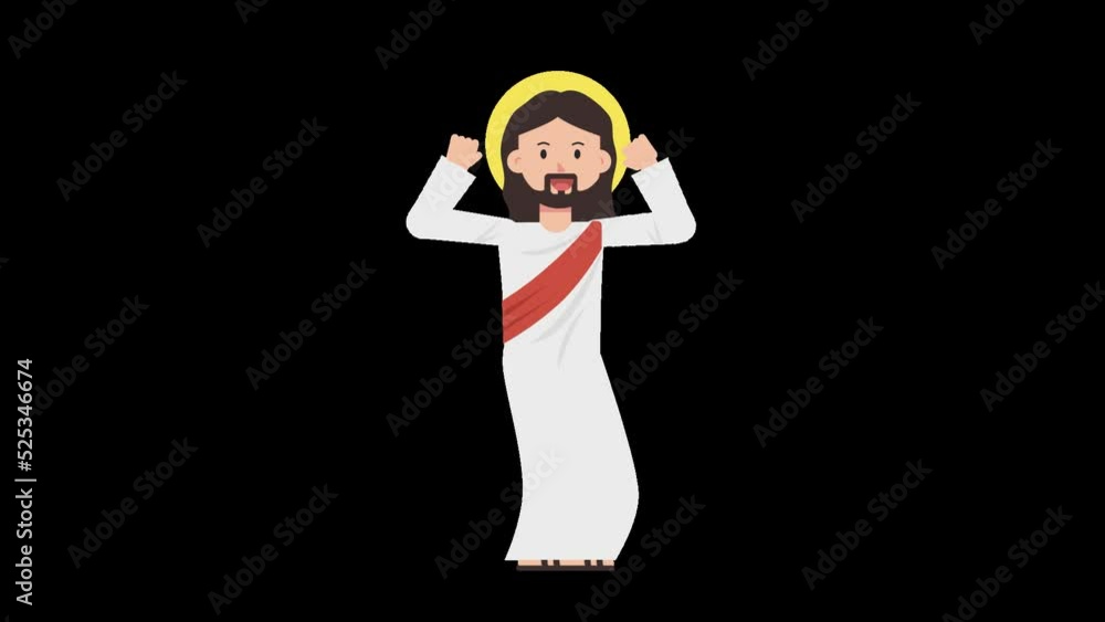 Jesus is cheering in celebration lifting his arms up in the air Stock ...