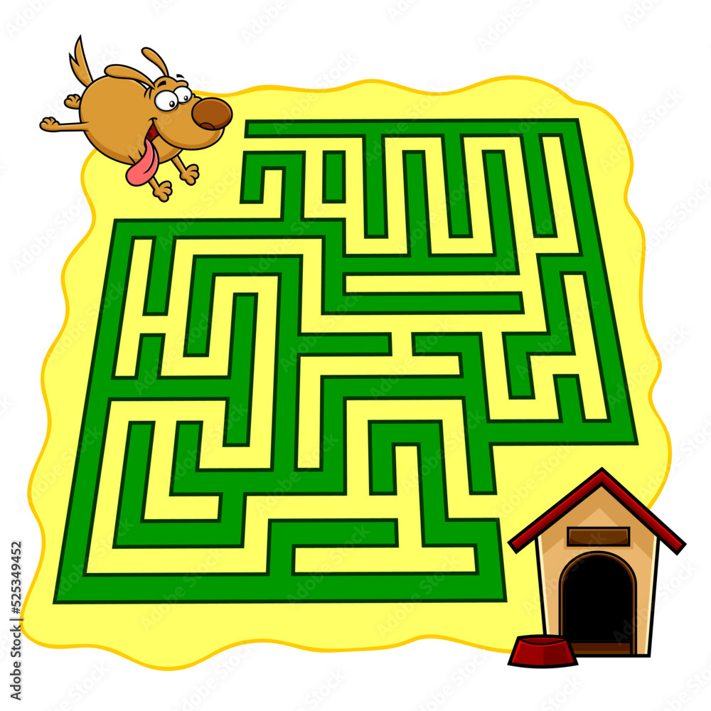 Cartoon Maze Game Education For Kids Help The Dog Get To His House ...