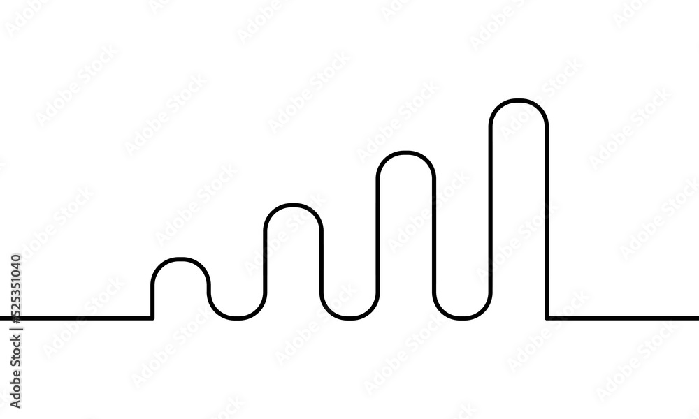 Continuous line drawing of growth graph, business growth sign, object ...
