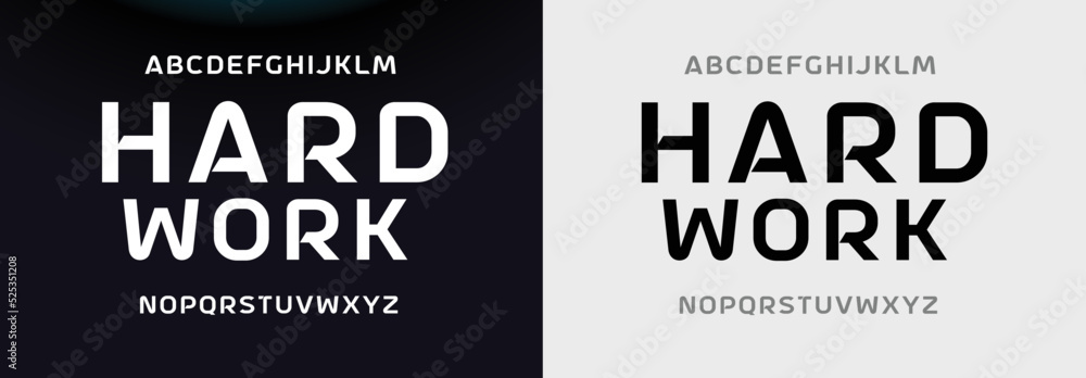 HARD WORK Minimal urban font. Typography with dot regular and number ...