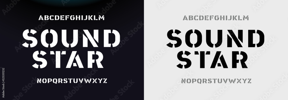 SOUND STAR Minimal urban font. Typography with dot regular and number ...