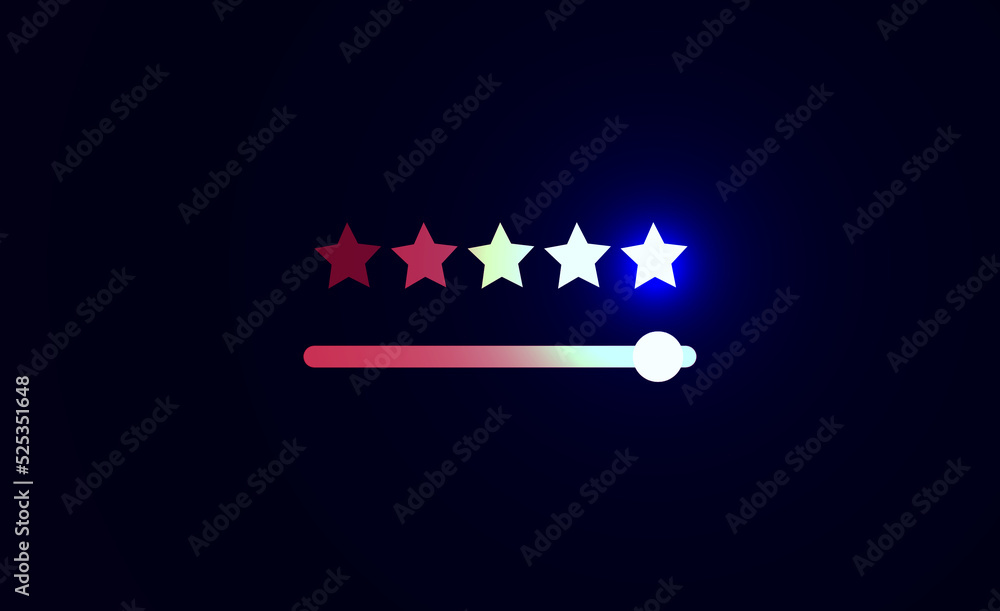 Five star rating review slider bar button background of best ranking ...