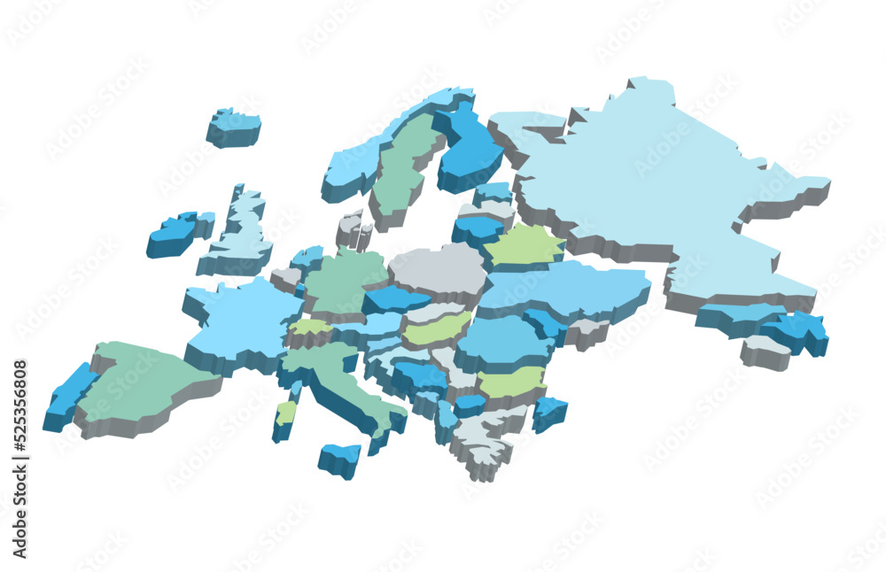 Europe 3d map with gps pins isolated on white background - Vector Stock ...