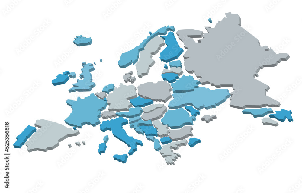 Europe 3d map with gps pins isolated on white background - Vector Stock ...