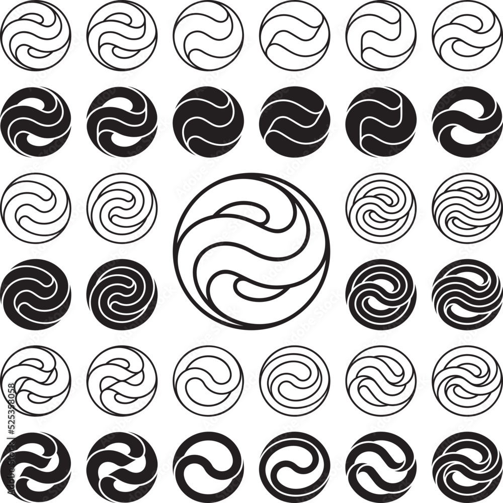 Logo Template. Set of Wavy Circle Logo Templates. Vector Illustration ...