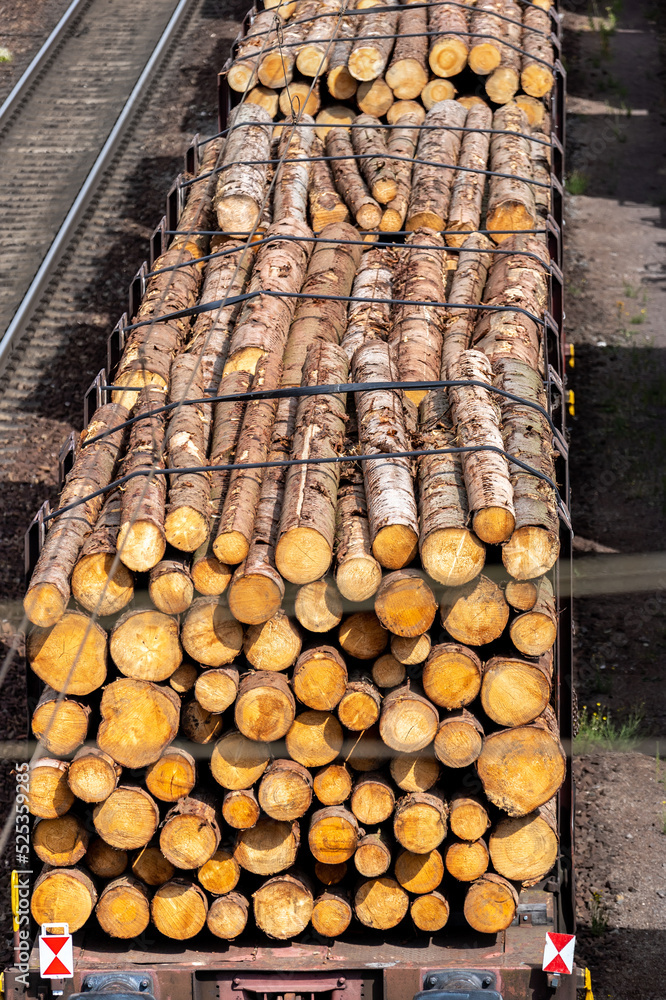 Close-up view railway sorting station with many transportation rail ...