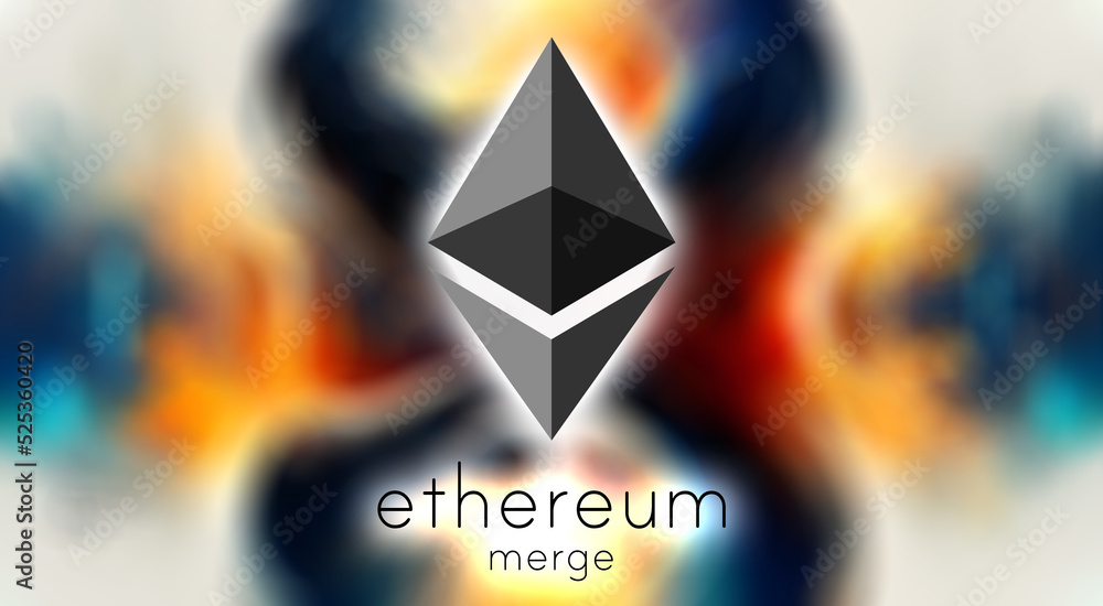 Ethereum logo on the color background. Digital currency ...