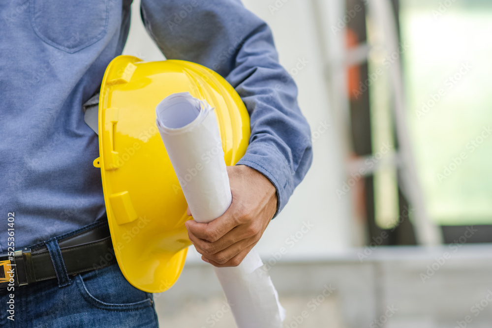 Engineer holding hard hat construction worker professional safety work ...