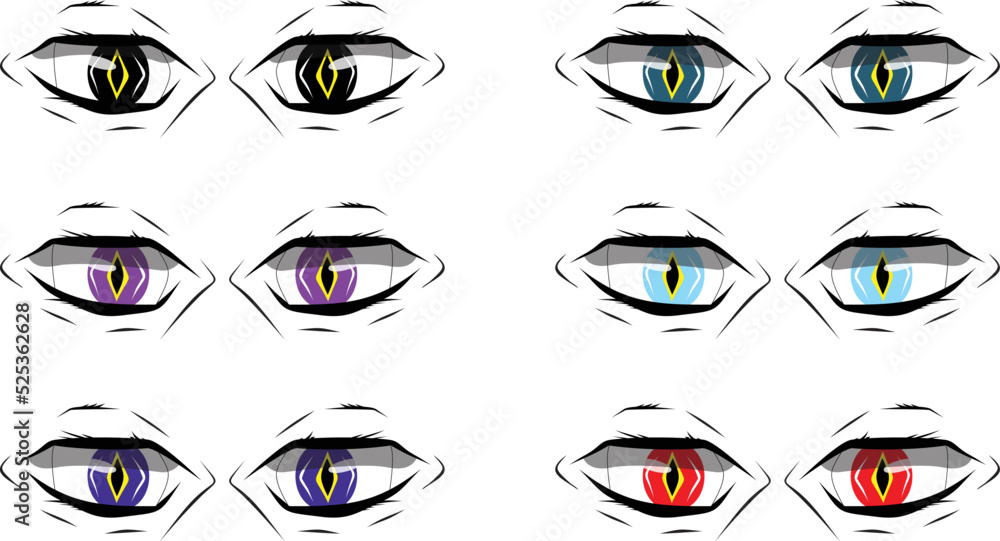 Cartoon beautiful eyes vector set. angry eyes of devil Stock Vector ...