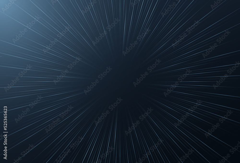 Abstract shiny speed lines pattern on dark background. Zoom lines ...