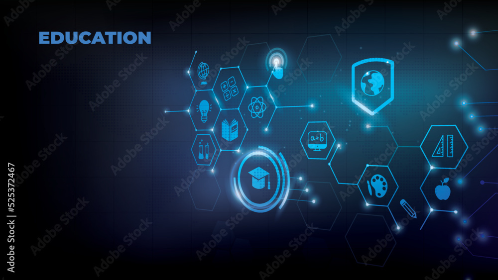 education icon concept: school, college, studying interconnected ...