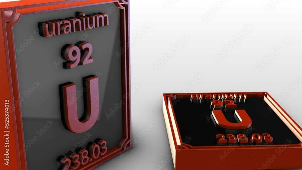 Periodic Table Of Elements - uranium - U - 3d animation model on a ...