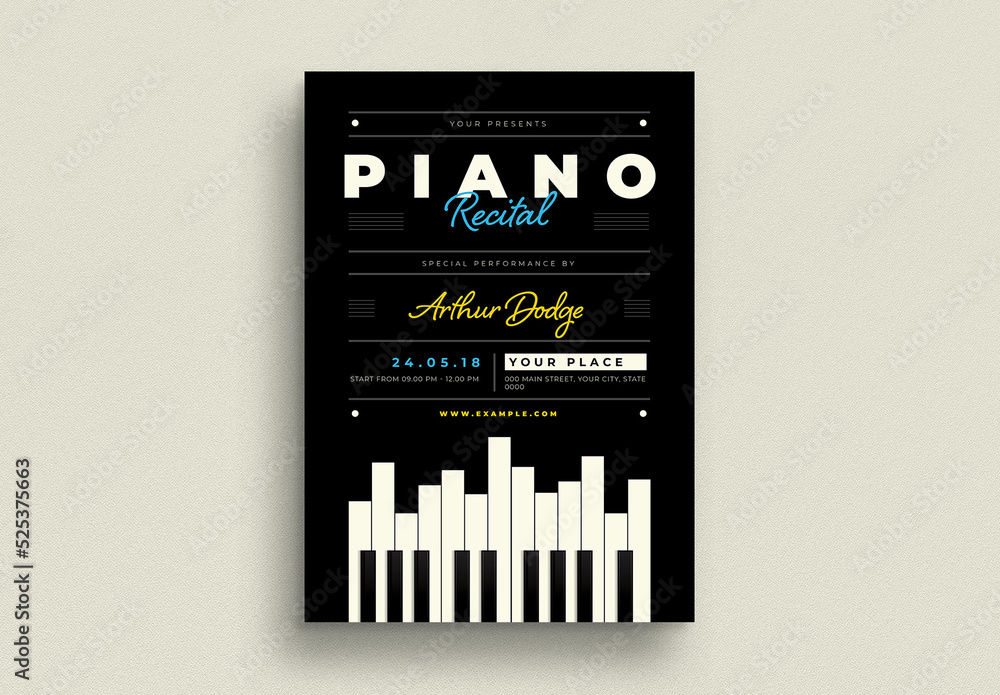 Jazz Piano Recital Flyer Layout Stock Template | Adobe Stock