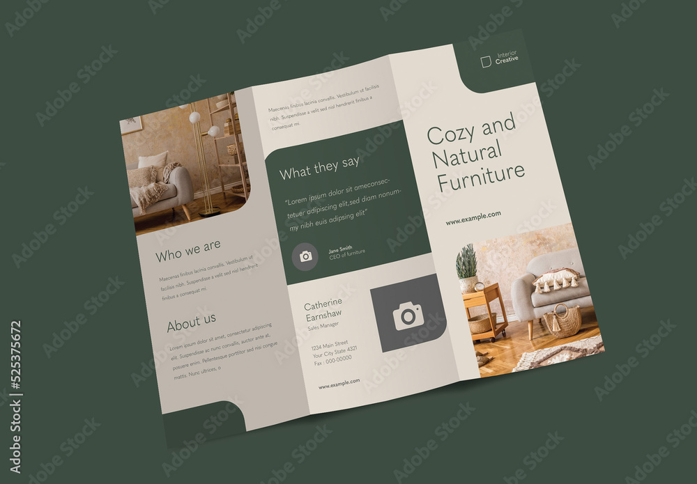 Minimalist Simple Green Trifold Brochure Layout Stock Template | Adobe ...