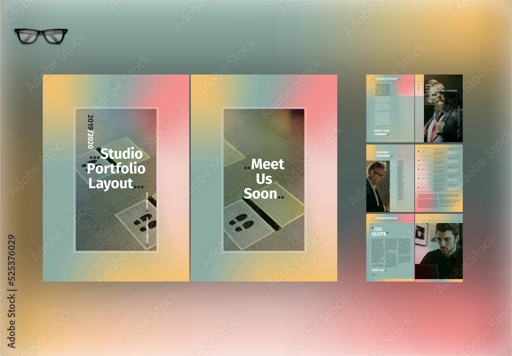 Portfolio with Full Gradient Backgrounds Stock Template | Adobe Stock