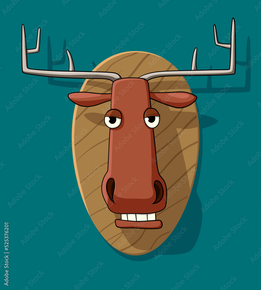 Cartoon deer head on wall Stock Vector | Adobe Stock