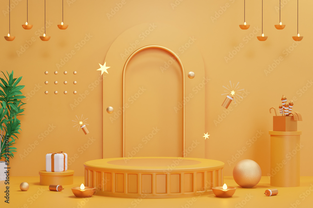 minimal scene, design for Diwali festival product display podium, 3d ...