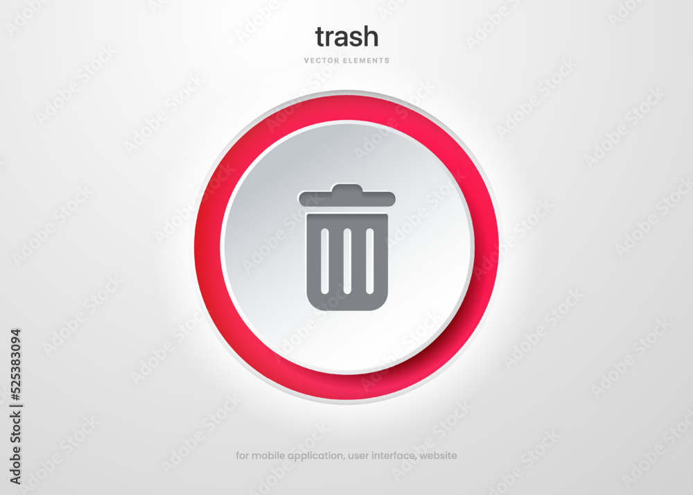 3d red trash, delete, cleaning, clean, erase, cross vector icon, symbol ...