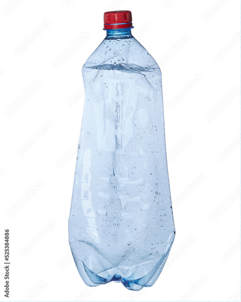 crumpled plastic bottle of mocap on a white background isolate. Stock ...