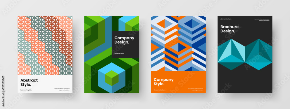 Simple mosaic tiles company identity layout set. Clean flyer design ...