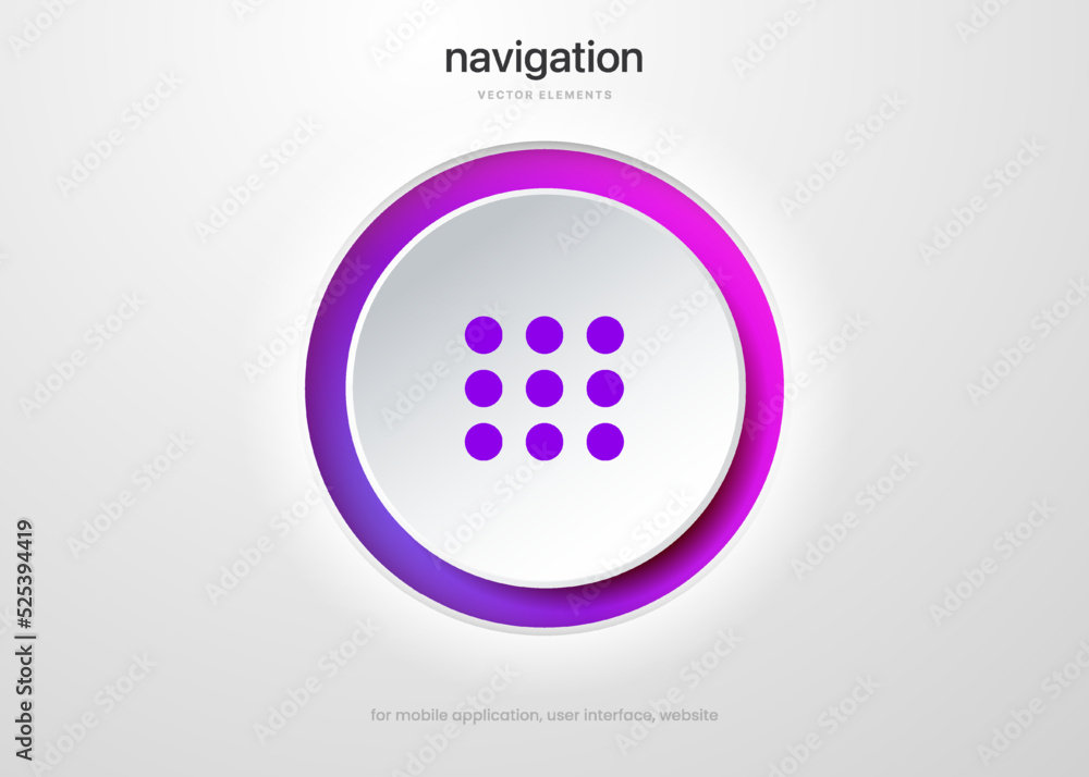 3d Website Navigation Hamburger Menu Icon Button Flat Website Menu Icon With Rounded Circle