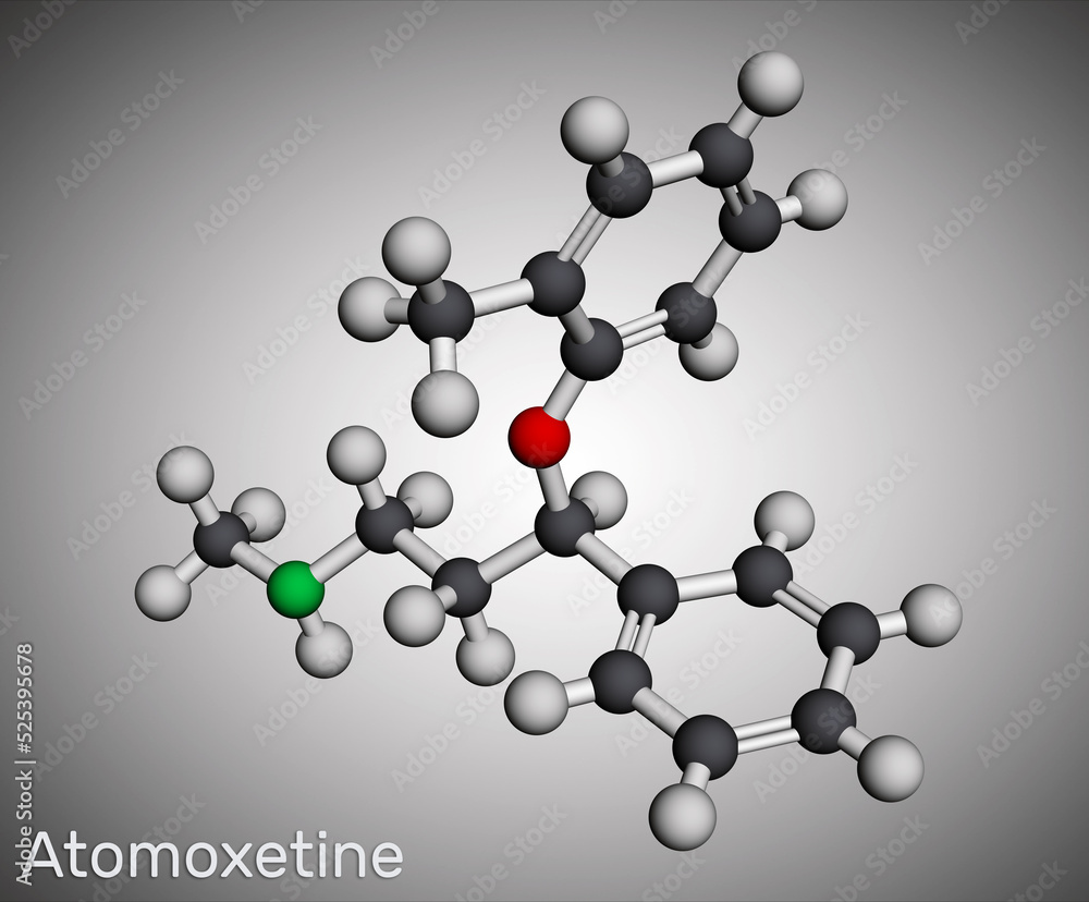 Atomoxetine molecule. It is used in the management of Attention Deficit ...