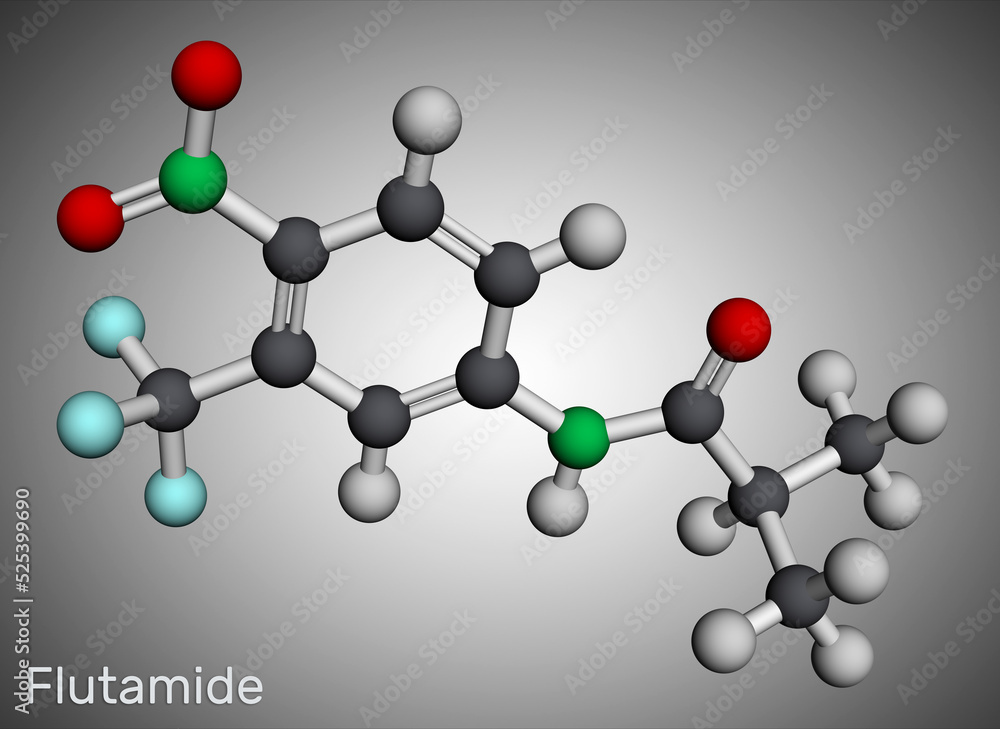 Ilustração do Stock: Flutamide molecule. It is is antiandrogen used for ...