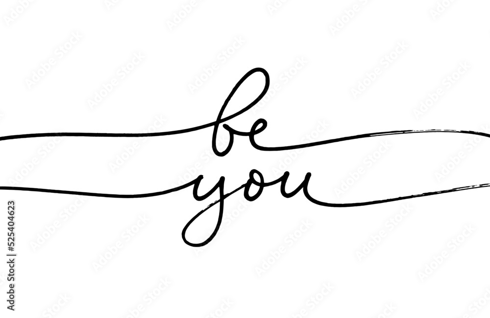 Be you vector line lettering isolated on white background. Simple line ...