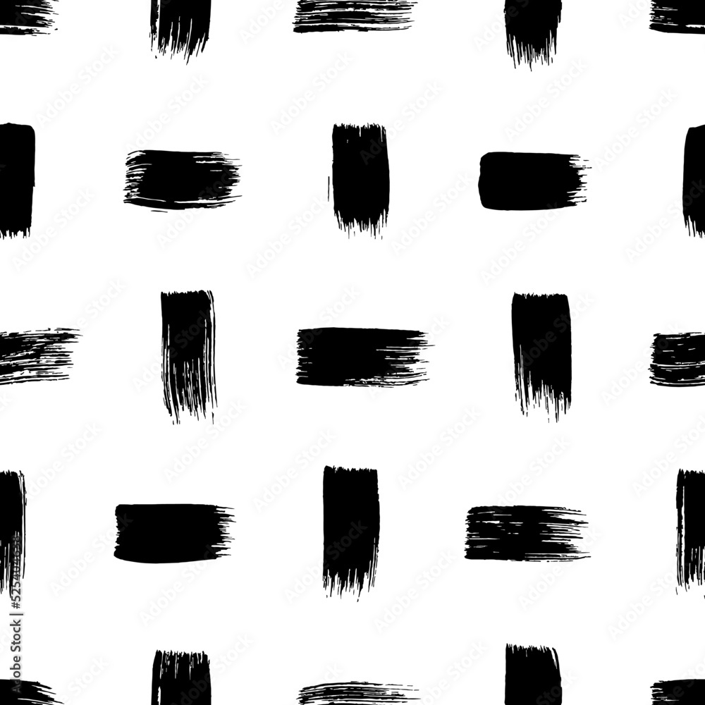 Dashes and short lines seamless pattern. Hand drawn geometric ornament ...