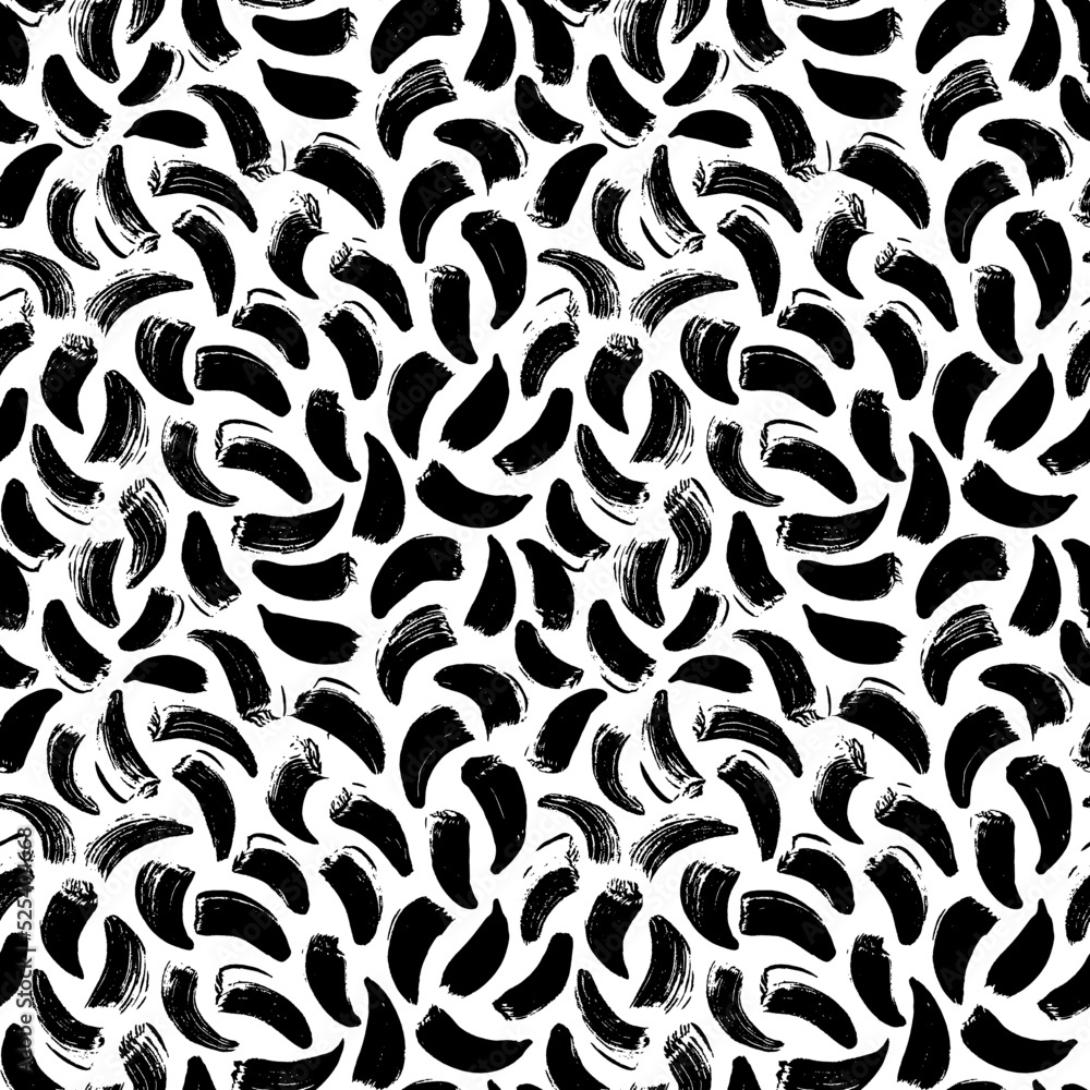 Seamless pattern with small curved brush strokes. Hand drawn organic ...