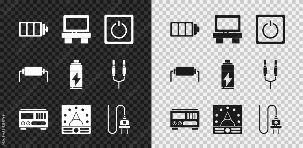 Set Battery charge level indicator, Fuse, Electric light switch ...
