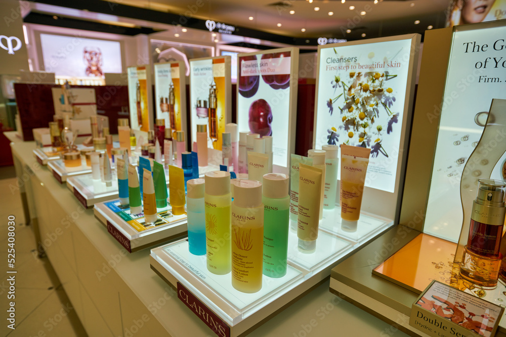 KUALA LUMPUR, MALAYSIA - CIRCA JANUARY, 2020: Clarins personal care ...