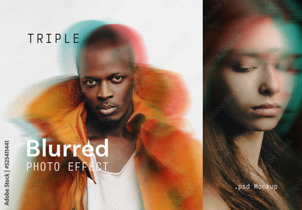 Triple Blurred Photo Effect Stock Template | Adobe Stock