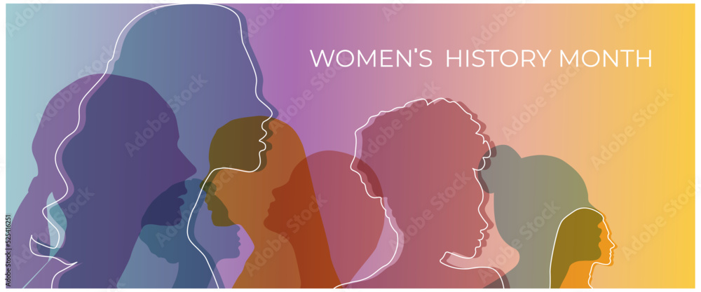 Women Silhouette Head Isolated Women S History Month Banner Stock