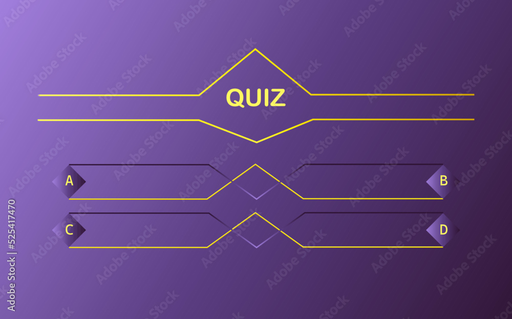 Vector layout of the quiz question with choice of text menu. Gradient ...