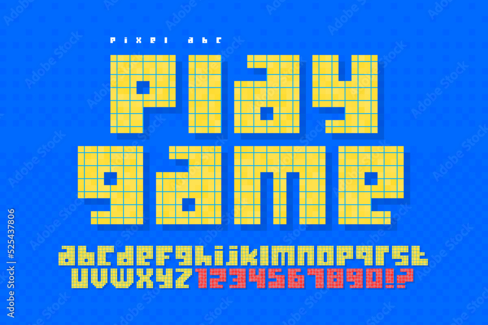 Pixel vector alphabet design, stylized like in 8-bit games Stock Vector ...