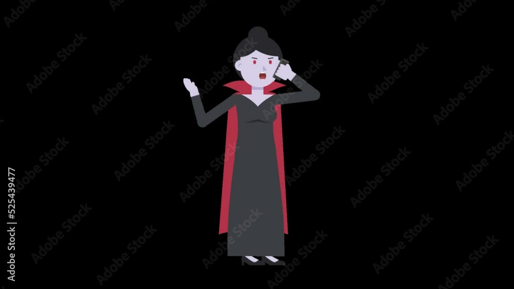 Vampire Countess Is Talking On The Phone While Being Angry Or Frustrated Holding The Phone In