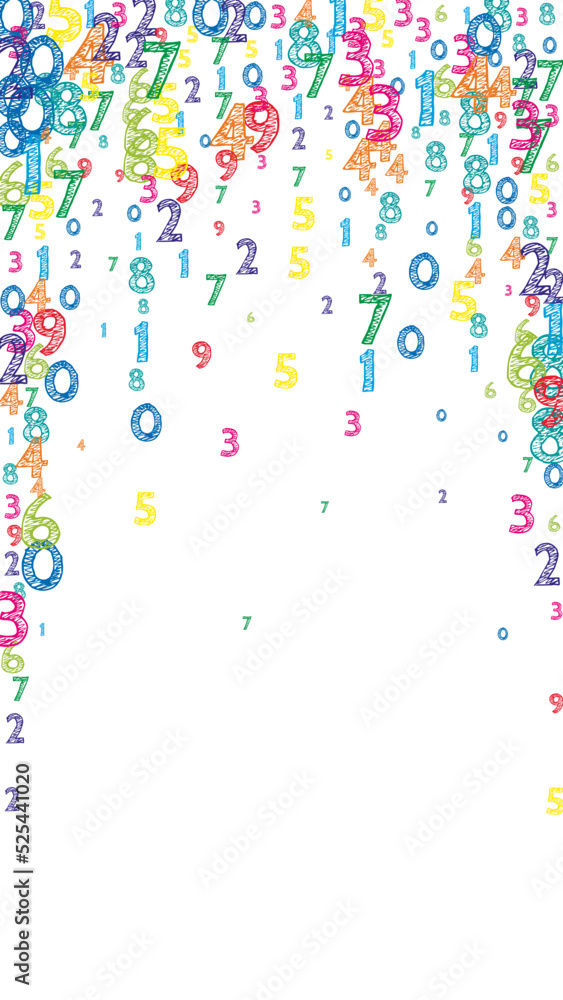 Falling colorful orderly numbers. Math study concept with flying digits ...