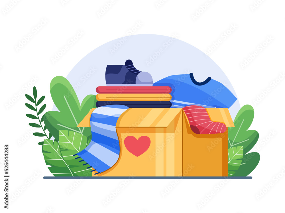 Clothes Donation Vector Illustration Concept. Volunteering Donate ...