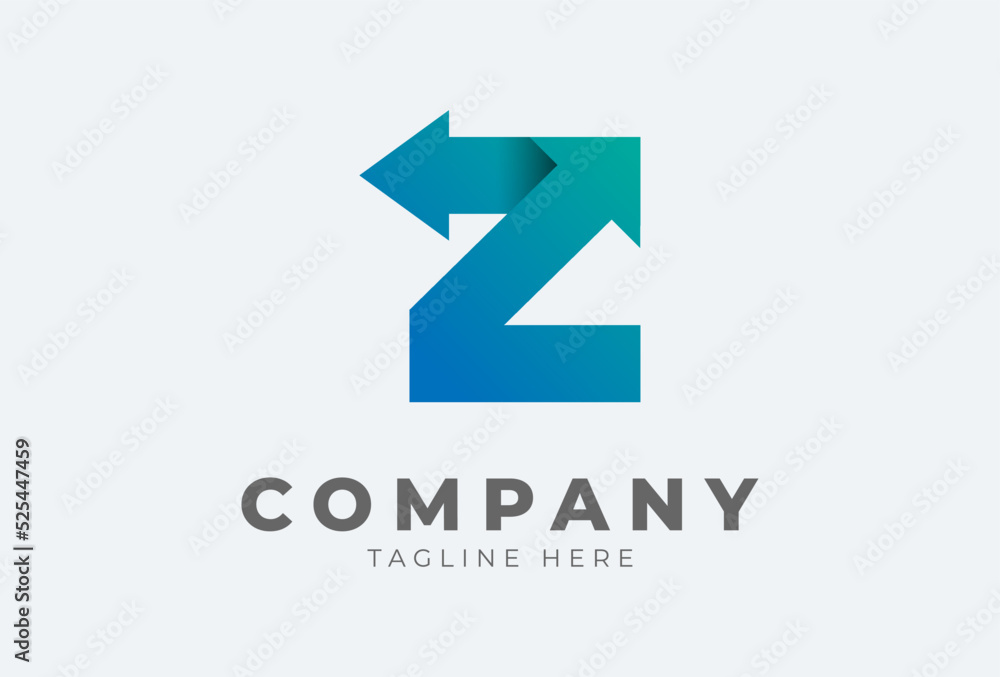 Initial Z logo. letter Z with arrow in gradient colour logo design ...