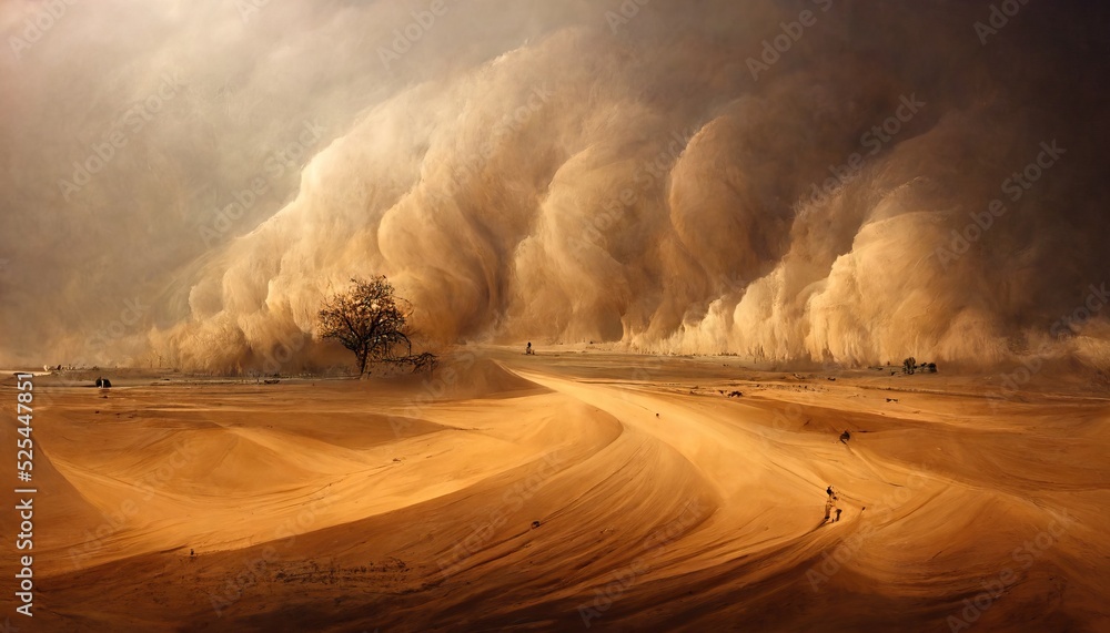 Sandstorm in desert, a sandstorm or dust storm is a meteorological ...