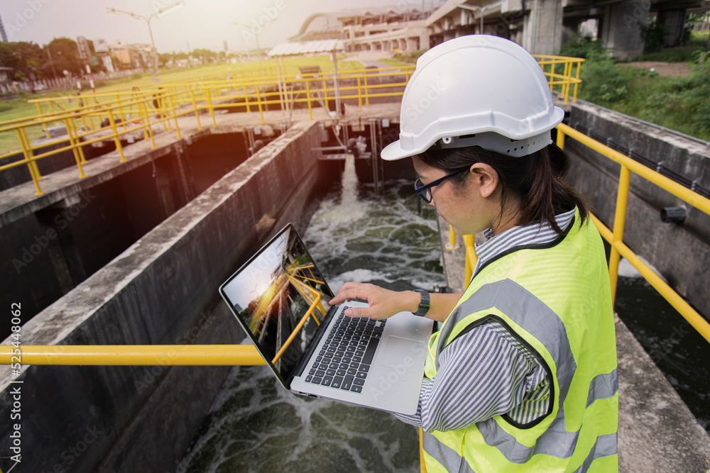 engineer at work. worker on Wastewater treatment concept. Service ...