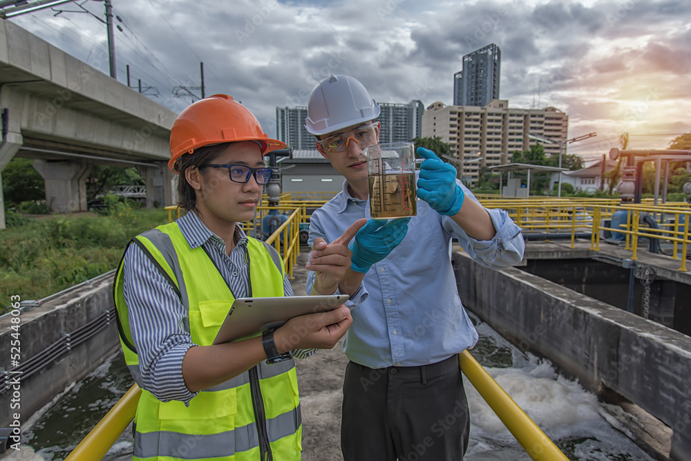 Wastewater treatment concept. Service engineer on waste water Treatment ...