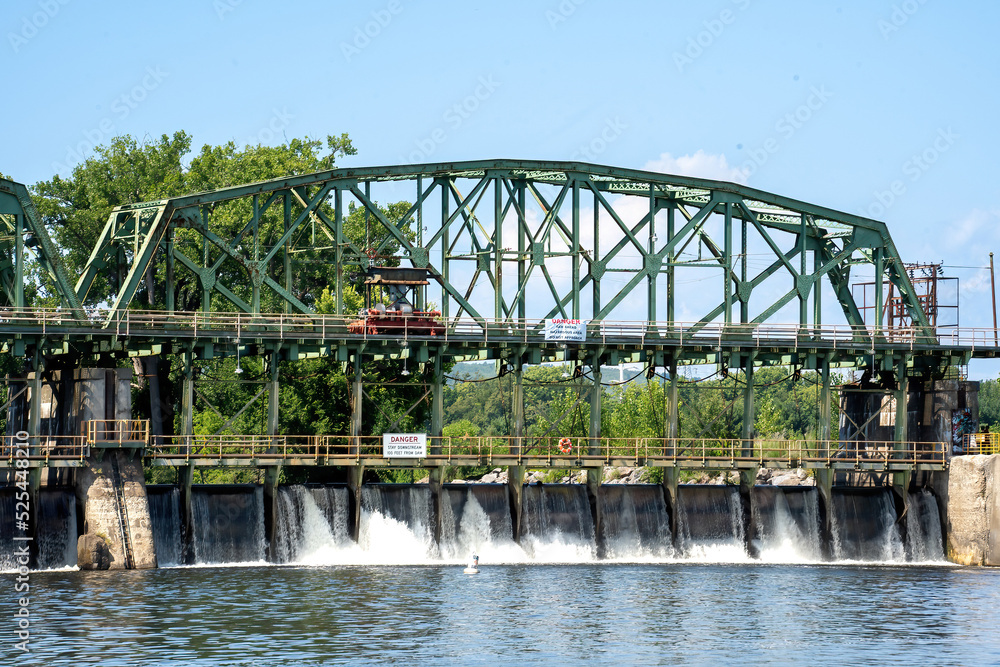 Rotterdam, NY – USA - Aug 5, 2022 Closeup view of The Movable Dam at ...
