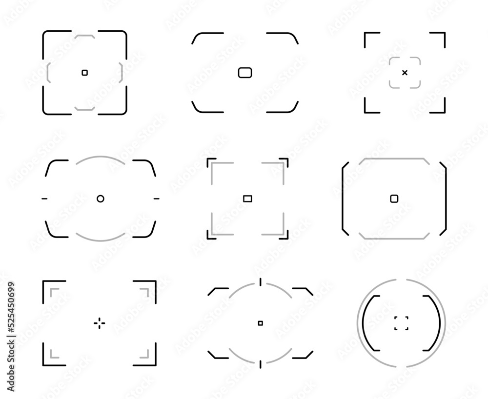 Camera Focus Icons Autofocus Frames Of Viewfinder Vector Photo And Video Screen Digital